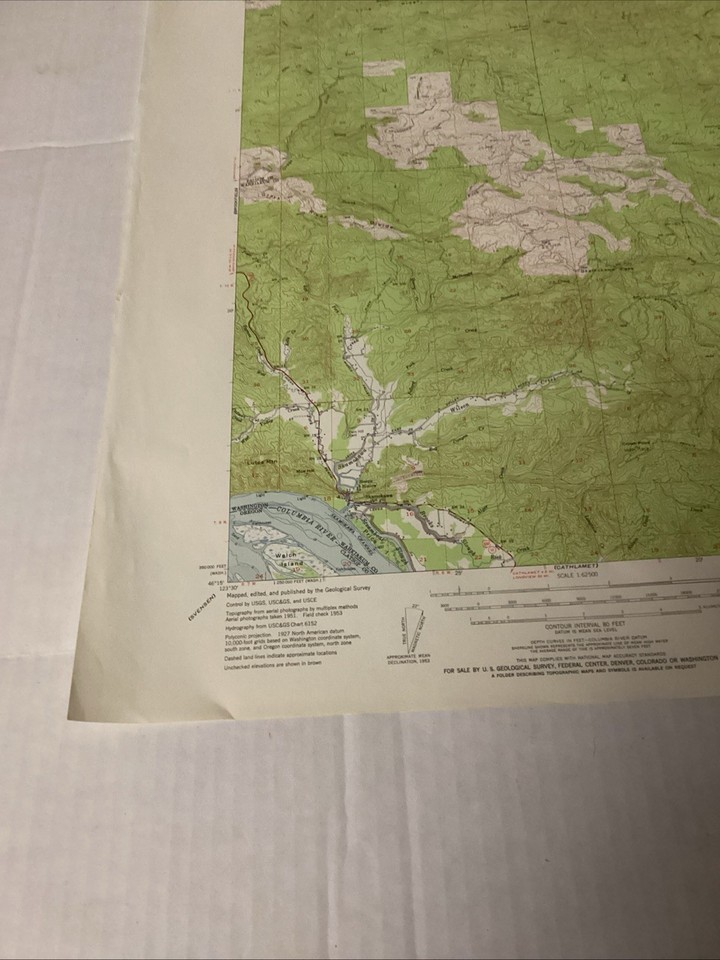 Vtg Skamokawa Quadrangle Washington 1955 USGS Topographical Map Dept Of ...