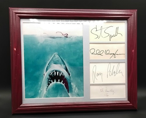 JAWS Movie Mini Framed Poster Spielberg, Dreyfuss, Scheider, Benchley ...