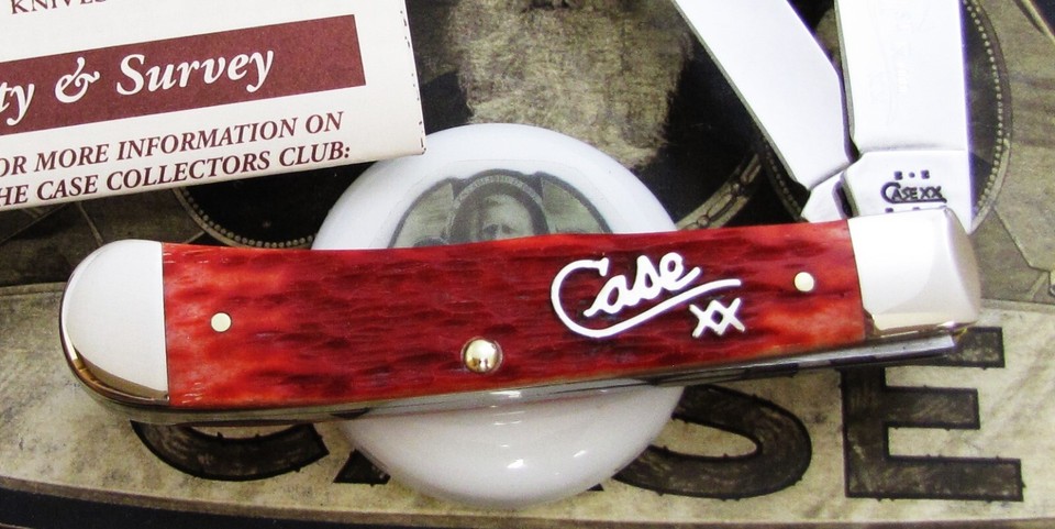 Case 1st Run XX Red SILVER SCRIPT Trapper Knife 2004 Pre-Production 250 ...