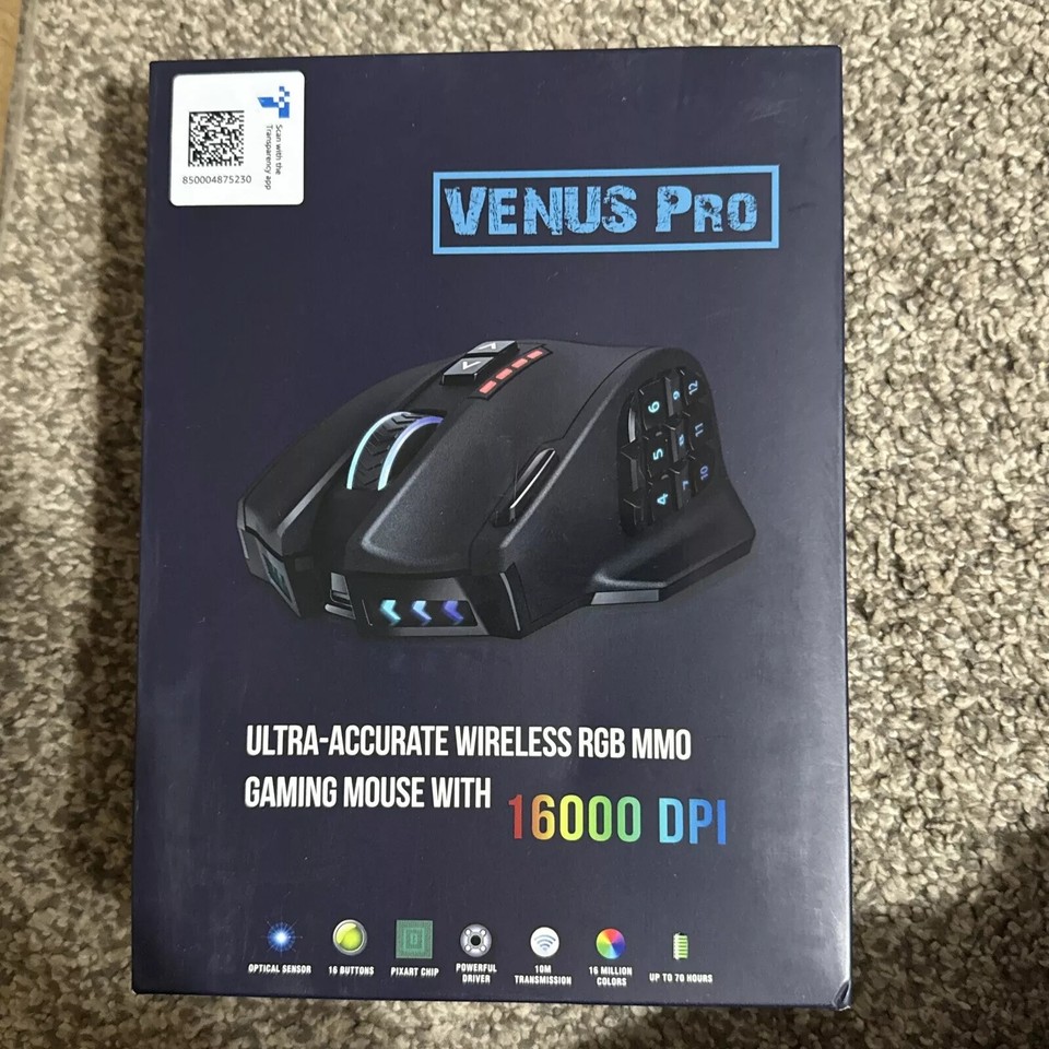 UtechSmart Venus Pro RGB Wireless MMO Gaming Mouse, 16,000 DPI Optical ...