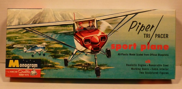 RARE 1957 Monogram Piper Tri Pacer Sport Plane Model Airplane Kit PA25 ...