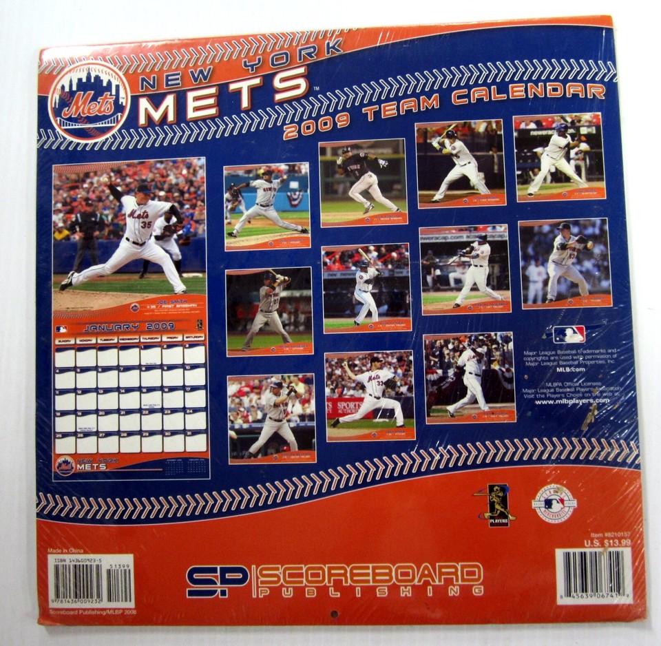 New York Mets 2009 team calendar NEW. SEALED with Hologram sticker cL ...