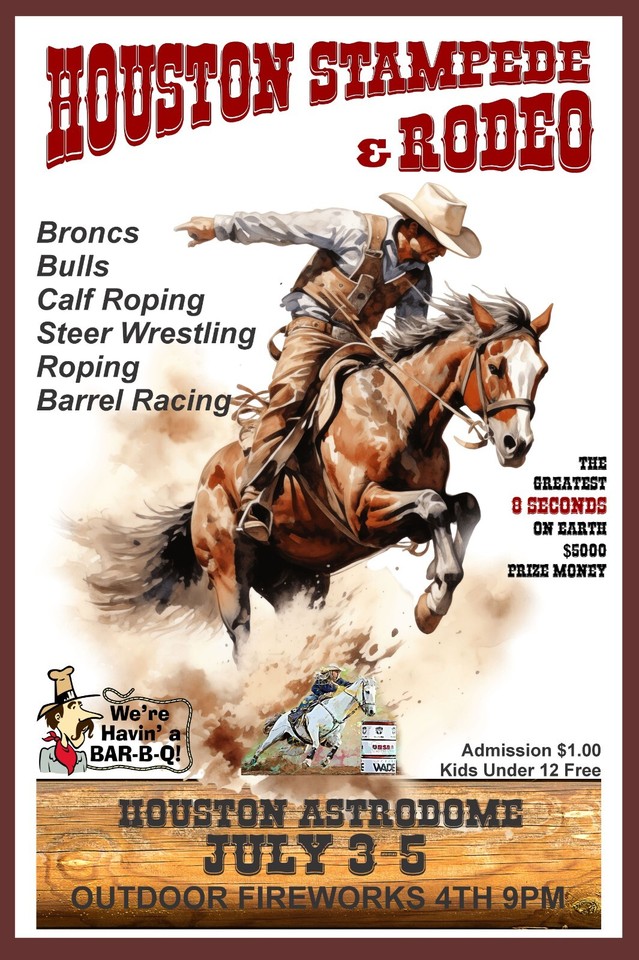 Houston Stampede & Rodeo Poster and or Canvas Wrap art Bull Broncs ...