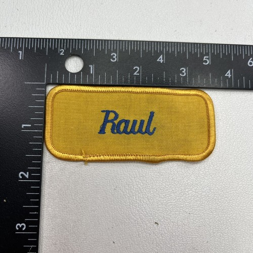 Vtg Blue On Yellow RAUL Name Badge Uniform Patch C28X | eBay