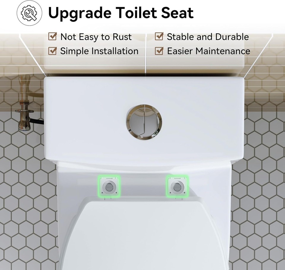 One Piece Toilet Elongated 10" Rough-in W/Comfortable Seat Height Duel ...