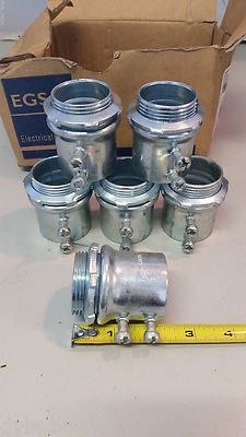 6 NIB EGS EMT Connector 4125S 1-1/4" ETP Zinc Plated Set Screw Fitting ...