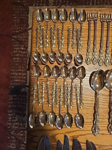 129 Pieces ONEIDA Community Gold Beethoven Electroplated Flatware Lot ...