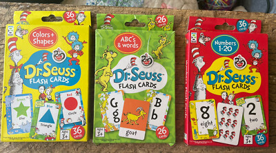 Dr. Seuss Flash Cards Colors & Shapes ,Numbers 1-20 ,ABC & Words Lot of ...