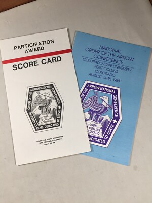 1988 NOAC Order of the Arrow participant program score card BSA ...