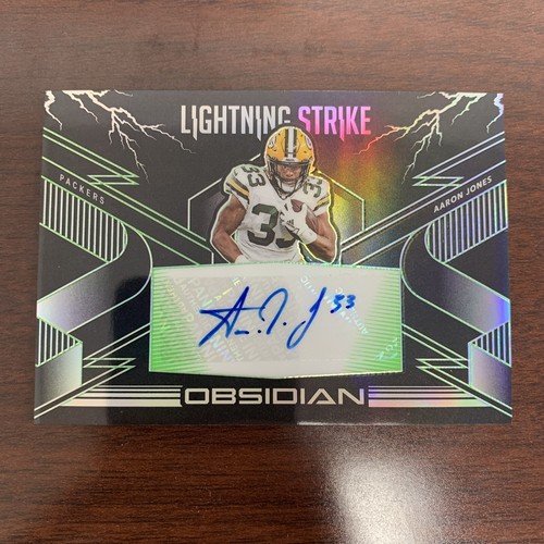 2020 Obsidian Aaron Jones Lightning Strike Auto Green Refractor #47/50 ...