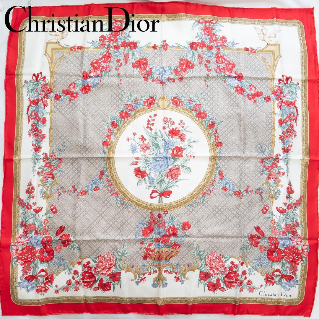 Authentic Christian Dior Flower Pattern 100% Silk Sca… - Gem