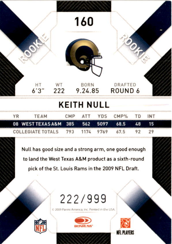 2009 Donruss Threads #160 Keith Null Retail Rookies #/999 | eBay