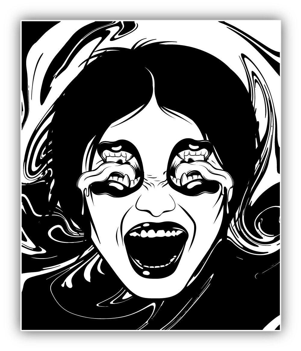 Evil Girl Face Drawing