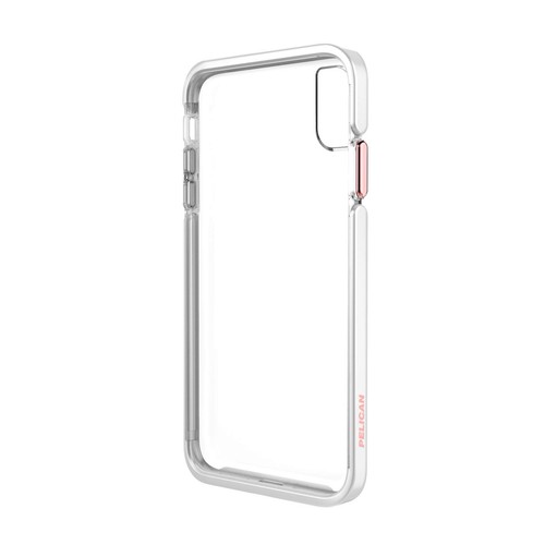 iPhone XS Max Case -Pelican Ambassador Clear White Rose Gold Button ...