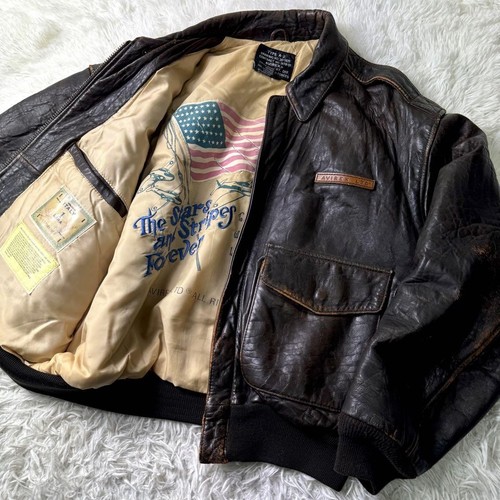 AVIREX Flight Jacket A-2 Chest Tag Lamb Leather Sheep Leather Brown | eBay