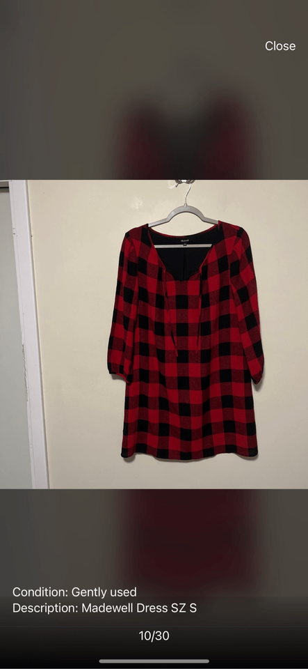 Madewell Signal Buffalo Check Tunic Sleeve Red Plaid Dress | eBay