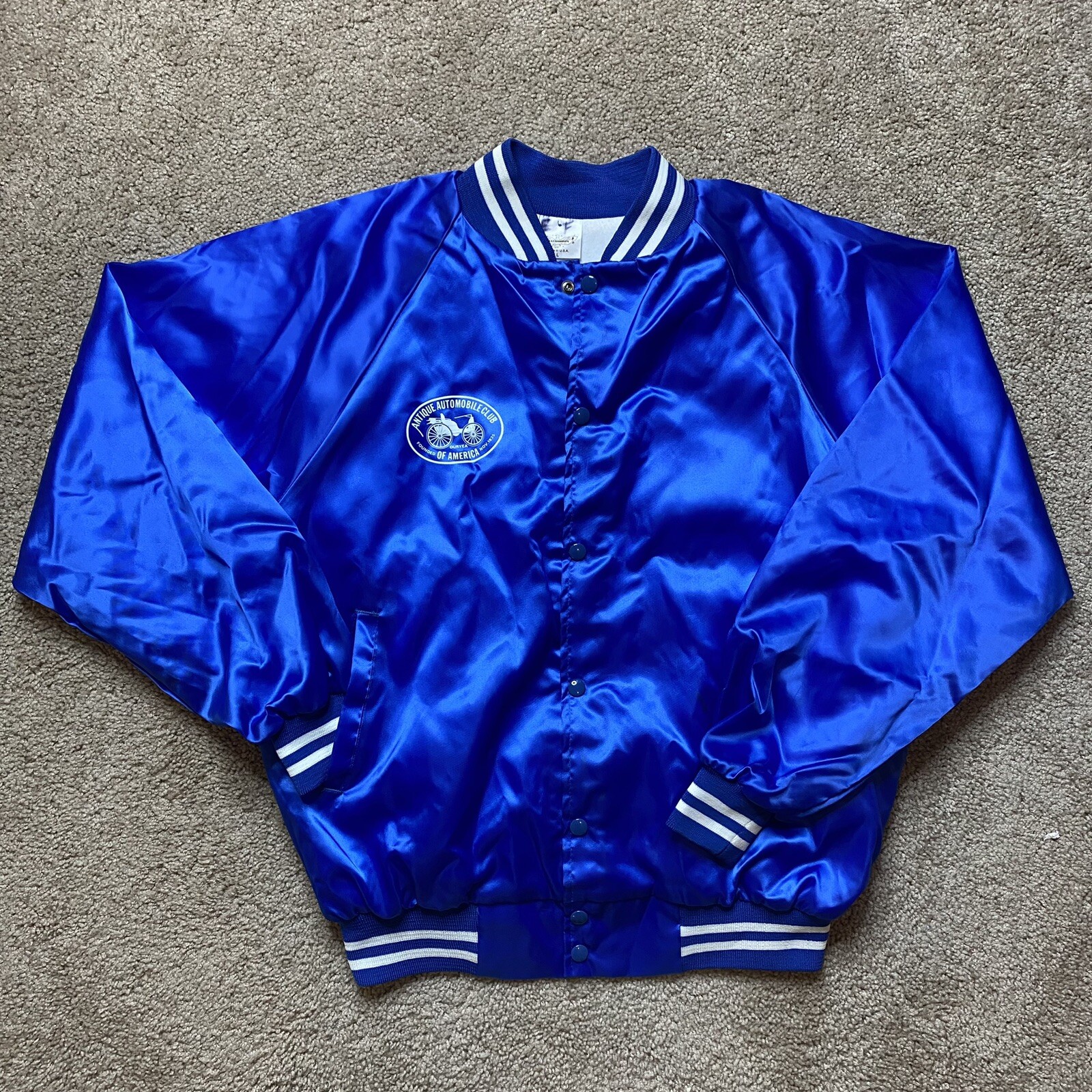 Vintage Antique Automobile Club America Satin Snap Ja… - Gem