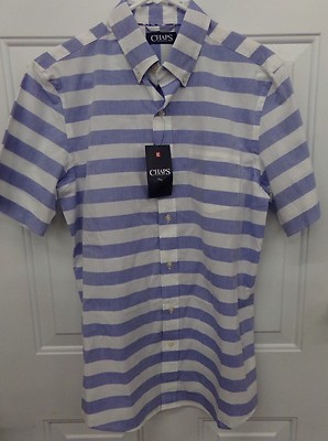 Mens Size Small Chaps White & Purple Striped Button Up Shirt NEW MSRP ...