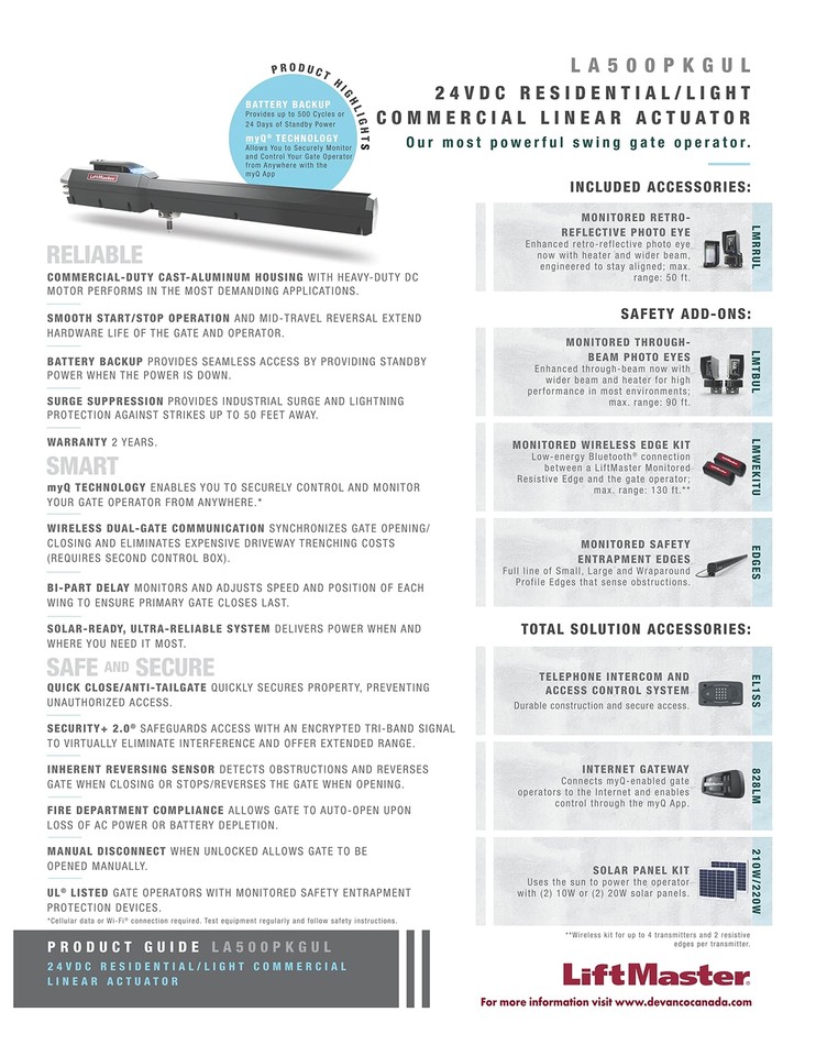 Liftmaster LA500PKGUL Swing Gate Opener Kit - Also Includes (2) 811LM ...