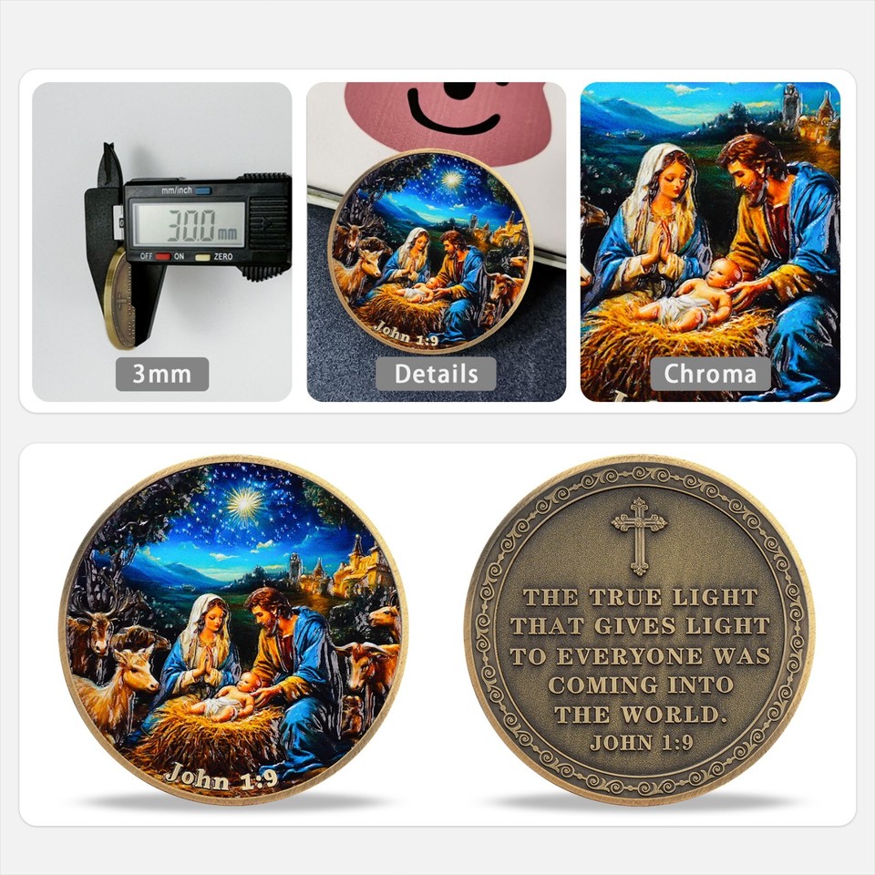New Nativity Religious Challenge Coin John 1:9 Bible Verse Christian ...