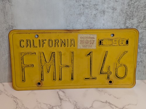 1957 CALIFORNIA License Plate 1956-62 Series CA #FMH 146 | eBay