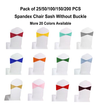 Pack of 25/50/100/200 Spandex Stretch Chair Sashes Band Without Buckle ...