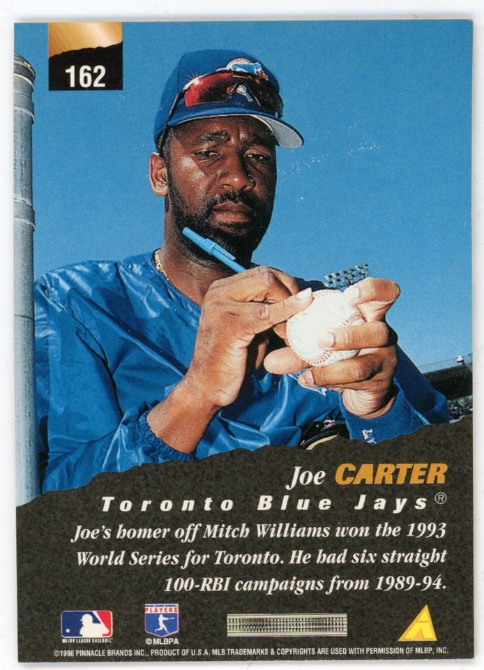 1996 Pinnacle Joe Carter Card #162 | eBay