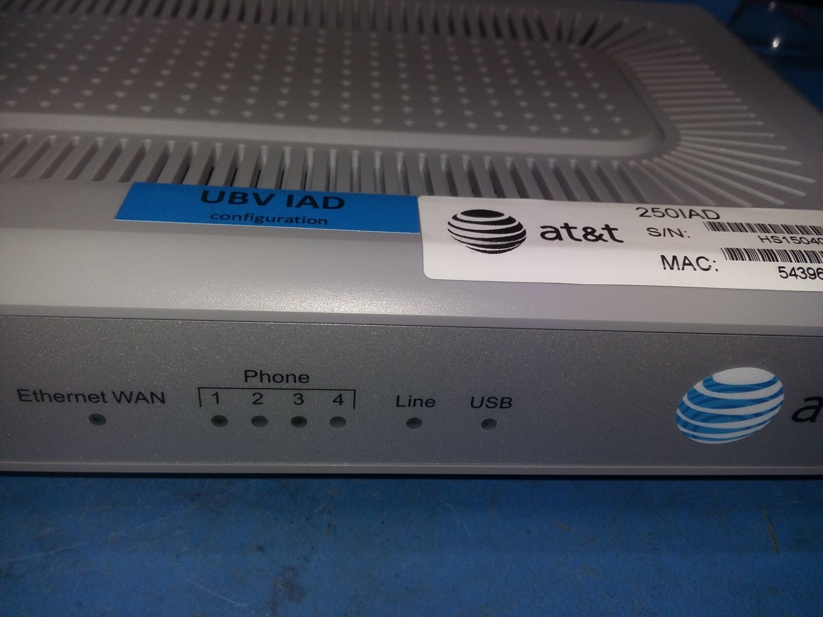 AT&T Broadband Wifi Modem Internet Router 250IAD Model 250 AE 12 VDC 3A ...