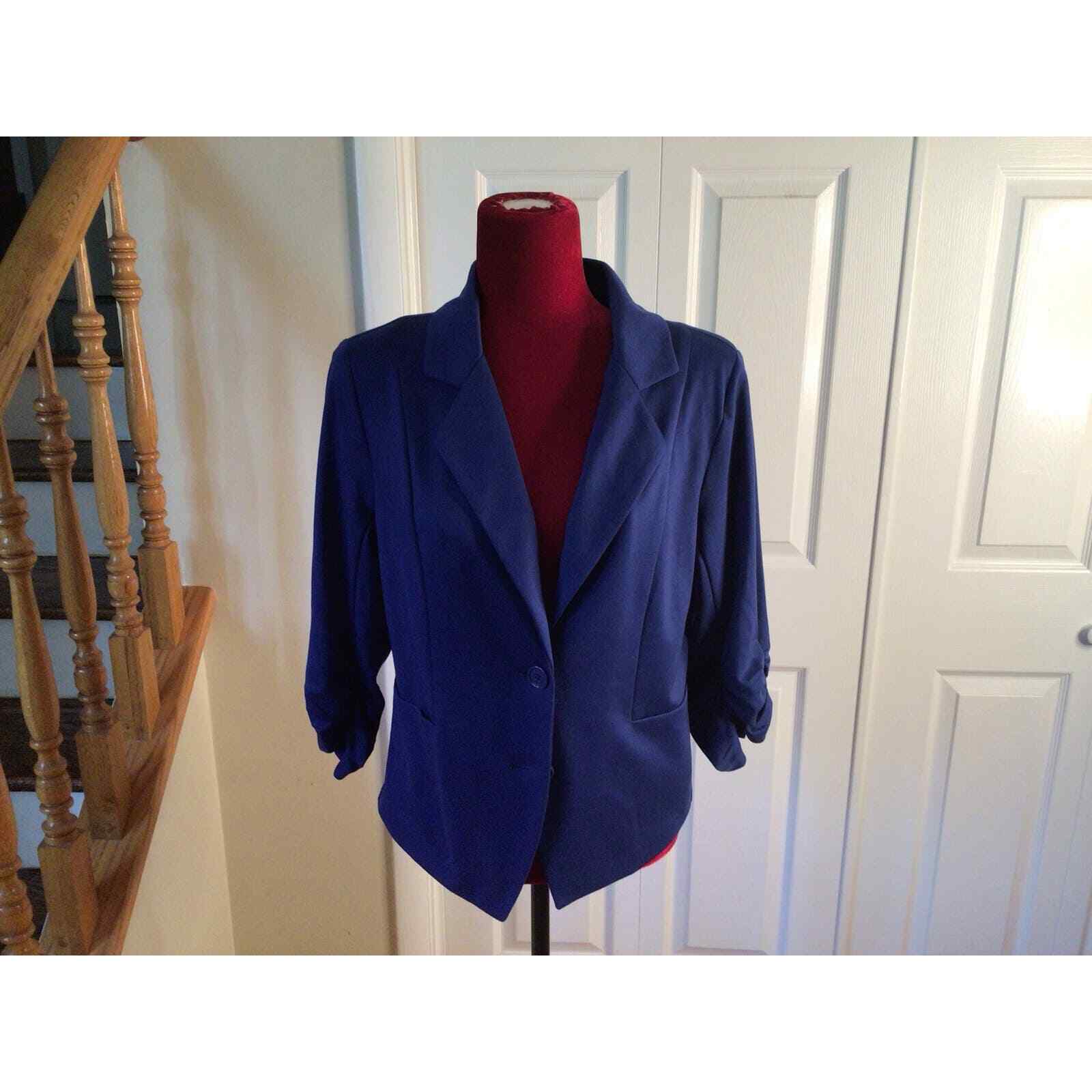 Suzi Chin Blazer Coat Women 8 Blue Long Sleeve Single Breasted ...