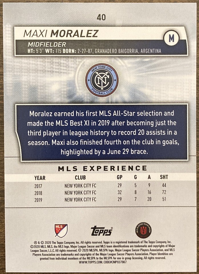 2020 Topps MLS Image Variation Maxi Moralez #40 | eBay
