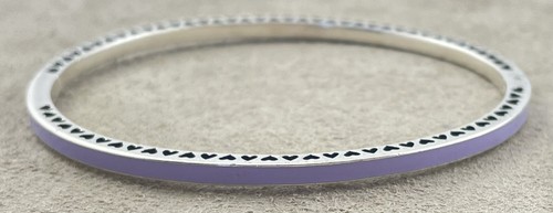 Authentic Pandora 925 Sterling Radiant Hearts Enameled Lavender Bangle Hinged | eBay