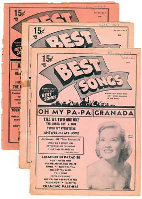 Best Songs magazine - 3 Issues - February, April, May, 1954 - Lyrics of ...