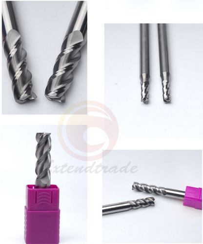 HRC60 Aluminium alloy milling cutter High gloss aluminum 3 Flutes 1-12 ...