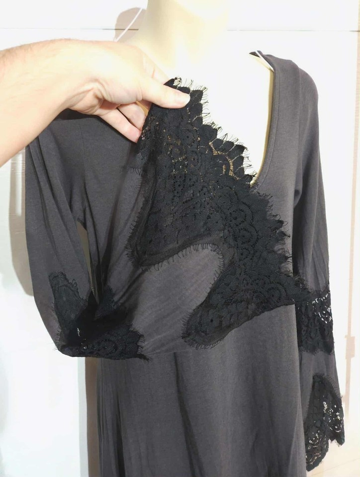 Y2k Vintage Boho Whimsy Gray Black Lace Bell Sleeves Dress Goth Fairycore Size M | eBay