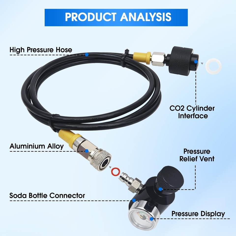 CO2 Refill Adapter Quick Connect, Co2 Tank Adapter with Pressure Gauge ...