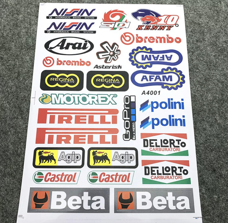 2 Sheets - Motorbike Stickers Moto GP BMX Skateboard Decal Bike Sticker ...