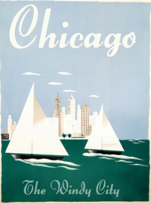 Chicago The Windy City, Vintage Sophie, Wall Art Print Poster 14" x 11 ...