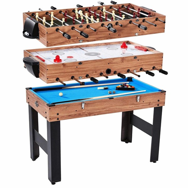 Lancaster 48 3 in 1 Pool Billiard Slide Hockey Foosball Combo Arcade ...