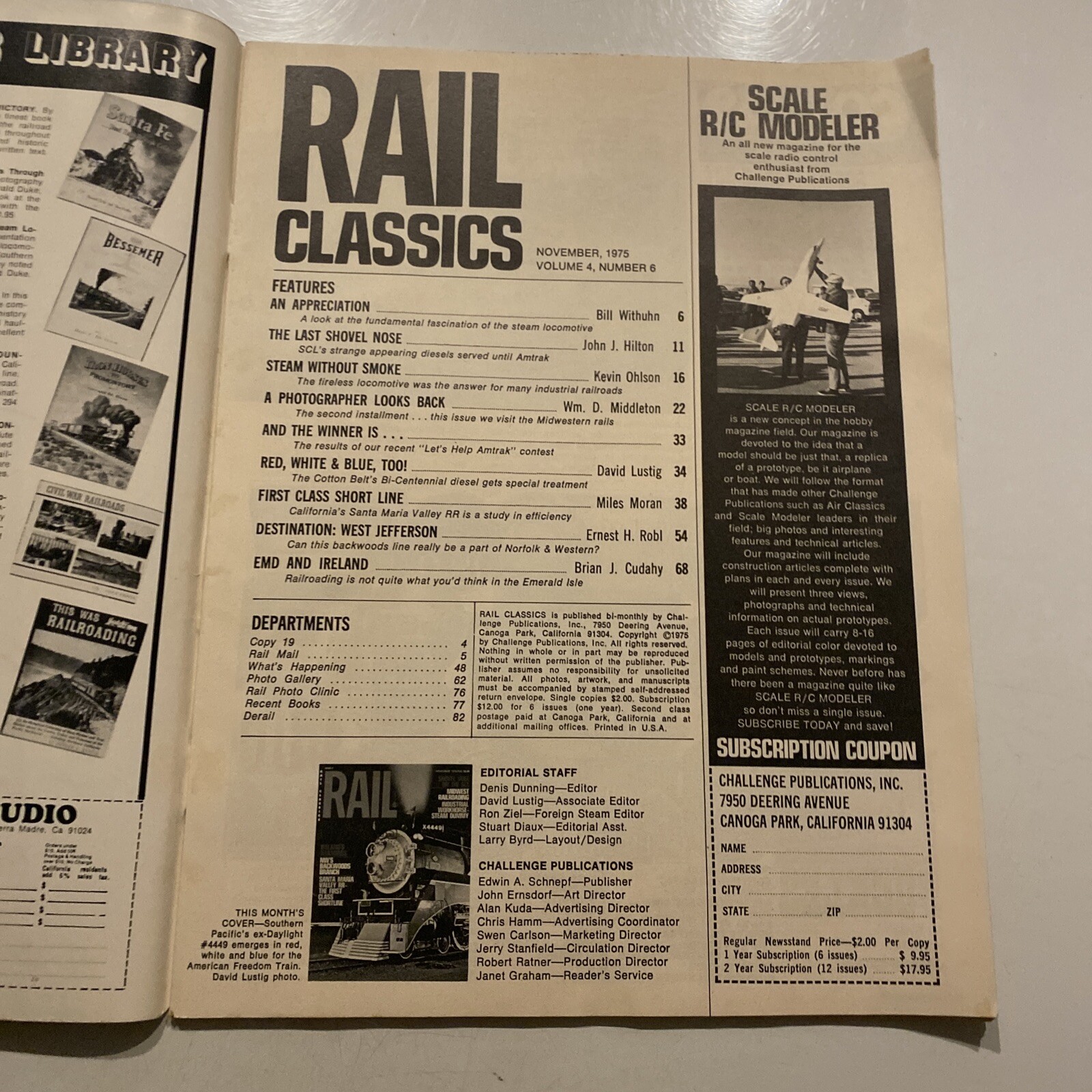1975 November Rail Classics Magazine, First Class Short Like Trains ...
