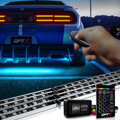 OPT7 8X Aluminum RGB LED Strip Underglow Underbody Keyless Unlock Neon ...