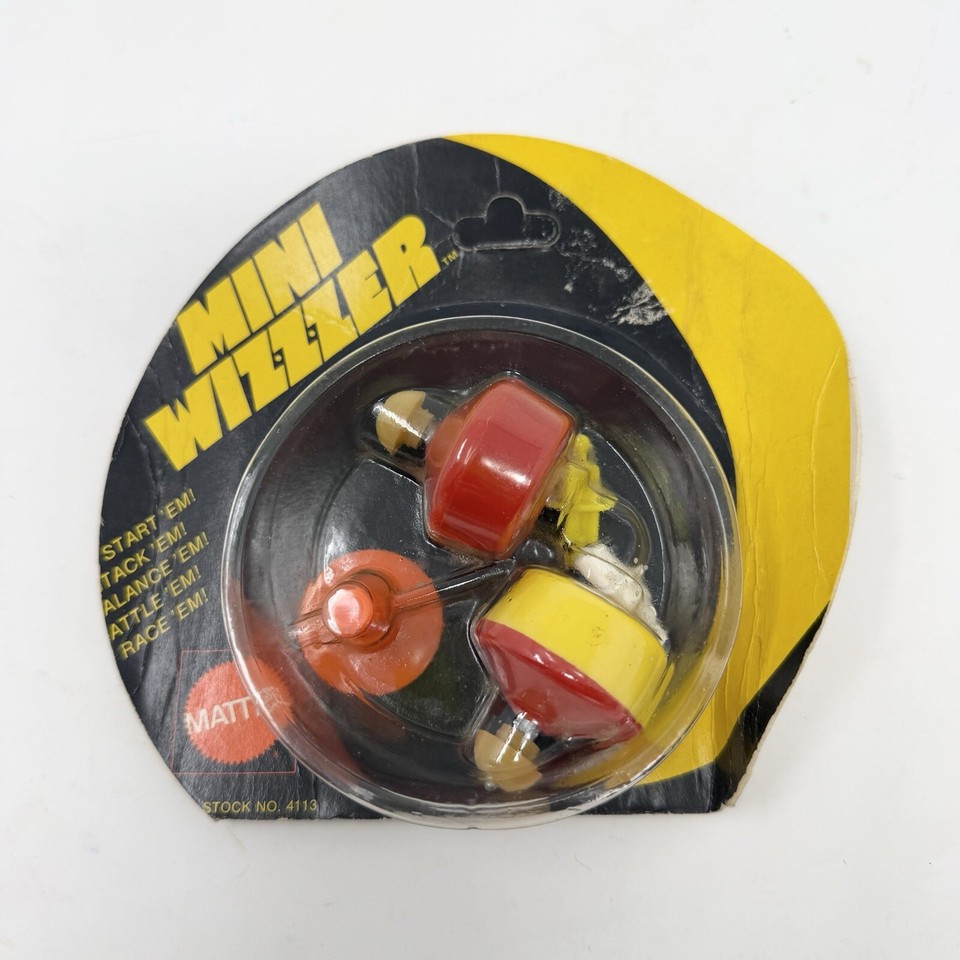 VINTAGE MINI WIZZZER SPINNING TOPS 1970 MATTEL NEW PACKAGE Red Yellow ...