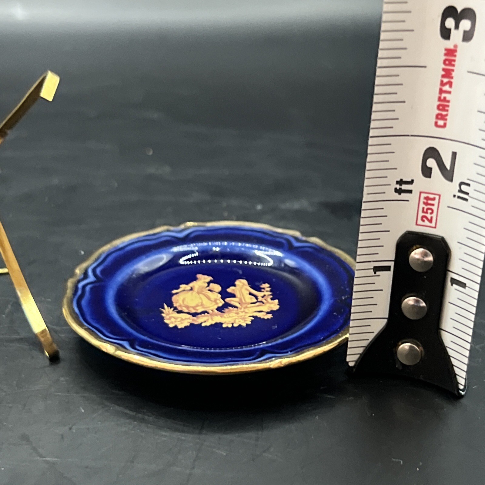 Limoges France Cobalt Blue Gold Miniature Porcelain Courting Couple ...