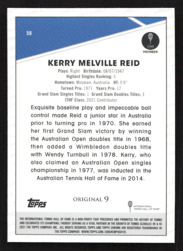 2021 Topps Chrome Sapphire Tennis #58 Kerry Reid Refractor | eBay