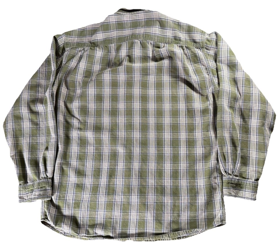 VTG Galyan's Trading Company Shirt Mens M Green Plaid Long Sleeve ...
