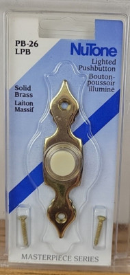 Nutone PB26LPB Masterpiece Series Brass Lighted Designer Doorbell Push ...