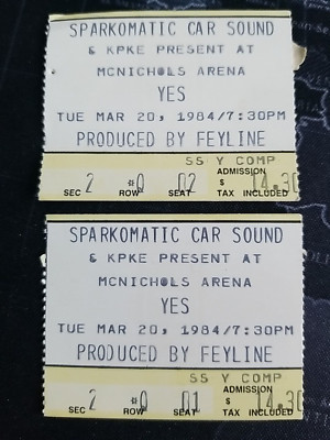 YES Concert Ticket Stub (2) Denver CO McNichols Arena March 20, 1984 ...