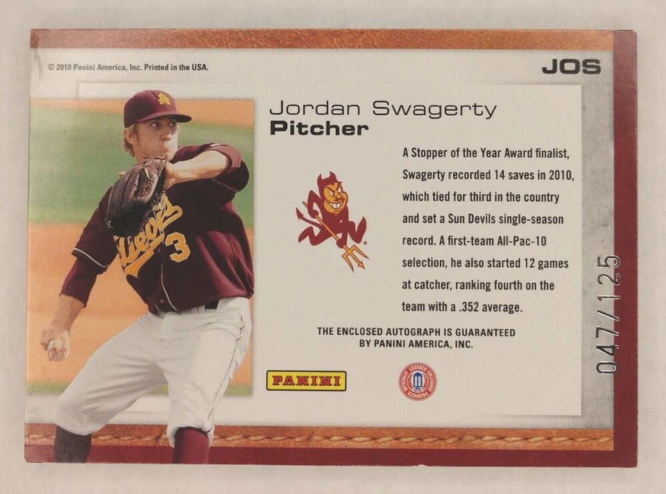 Jordan Swagerty UER Auto Card #/125 signed by MAGIC JOHNSON 2010 Elite ...
