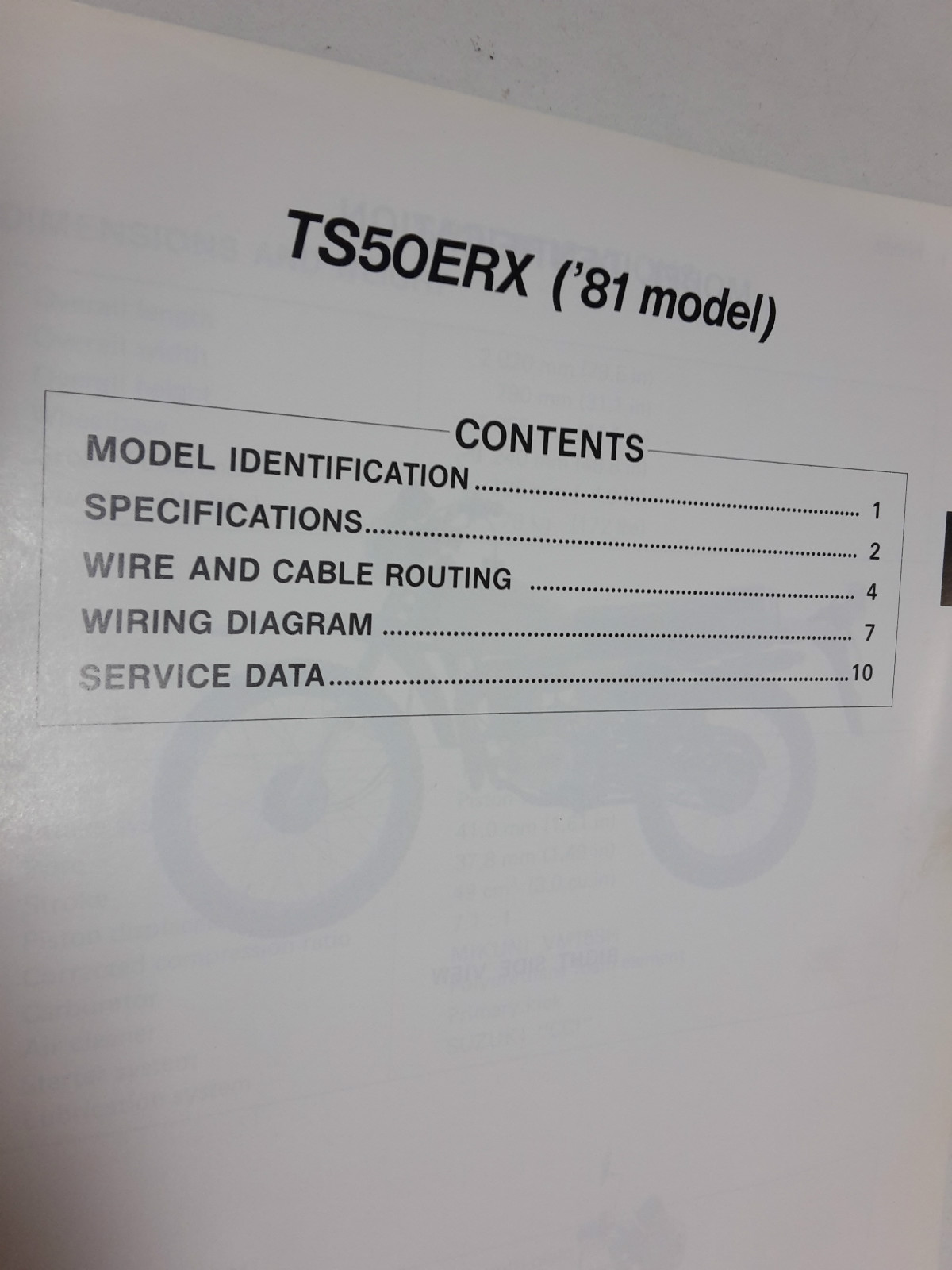 GENUINE SUZUKI TS50ER & TS50ERK - WORKSHOP SUPPLEMENTARY SERVICE MANUAL ...