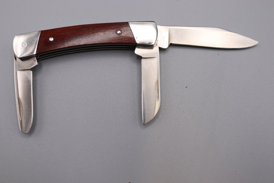 Vintage Buck 703 Colt Three Blade Pocket Knife Wood Handle-Near Mint ...