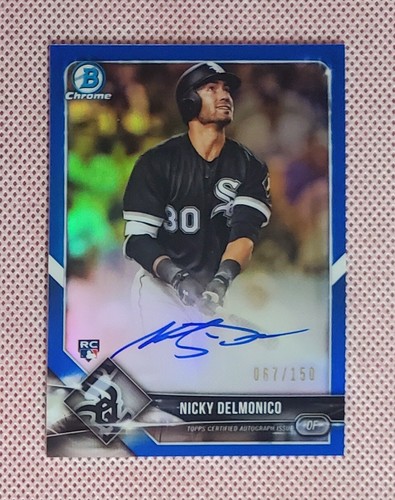 67/150 Nick Delmonico Nicky 2018 Bowman Chrome Blue Refractor Rookie ...